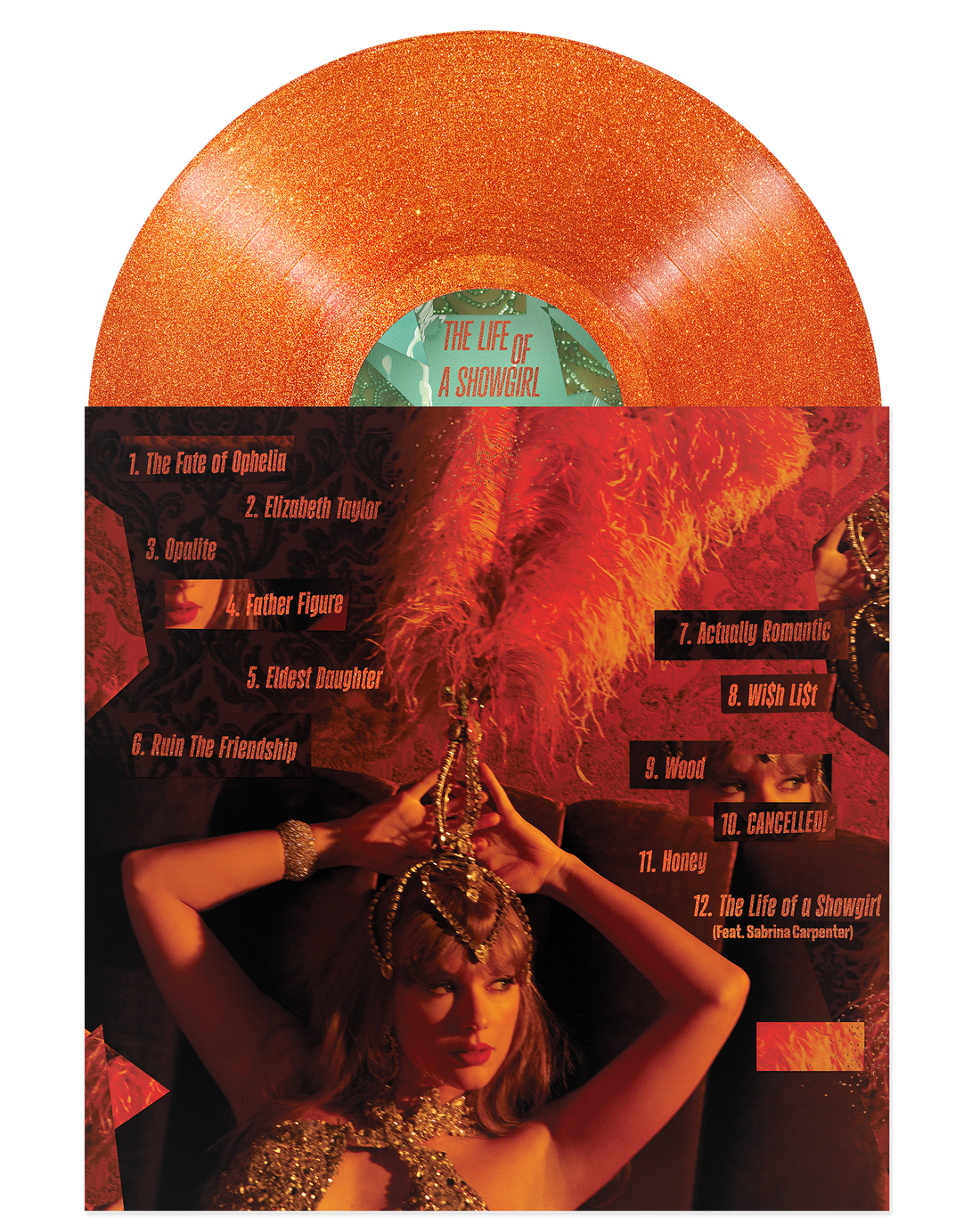 The Life of a Showgirl: Sweat and Vanilla Perfume Portofino Orange Glitter Vinyl | Taylor Swift ...